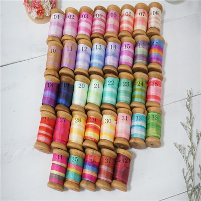 China 7mm 117-123-119#  variegated silk ribbon,multicolor ribbon,rainbow 100% silk ribbon,ribbon,embroidery ribbon supplier